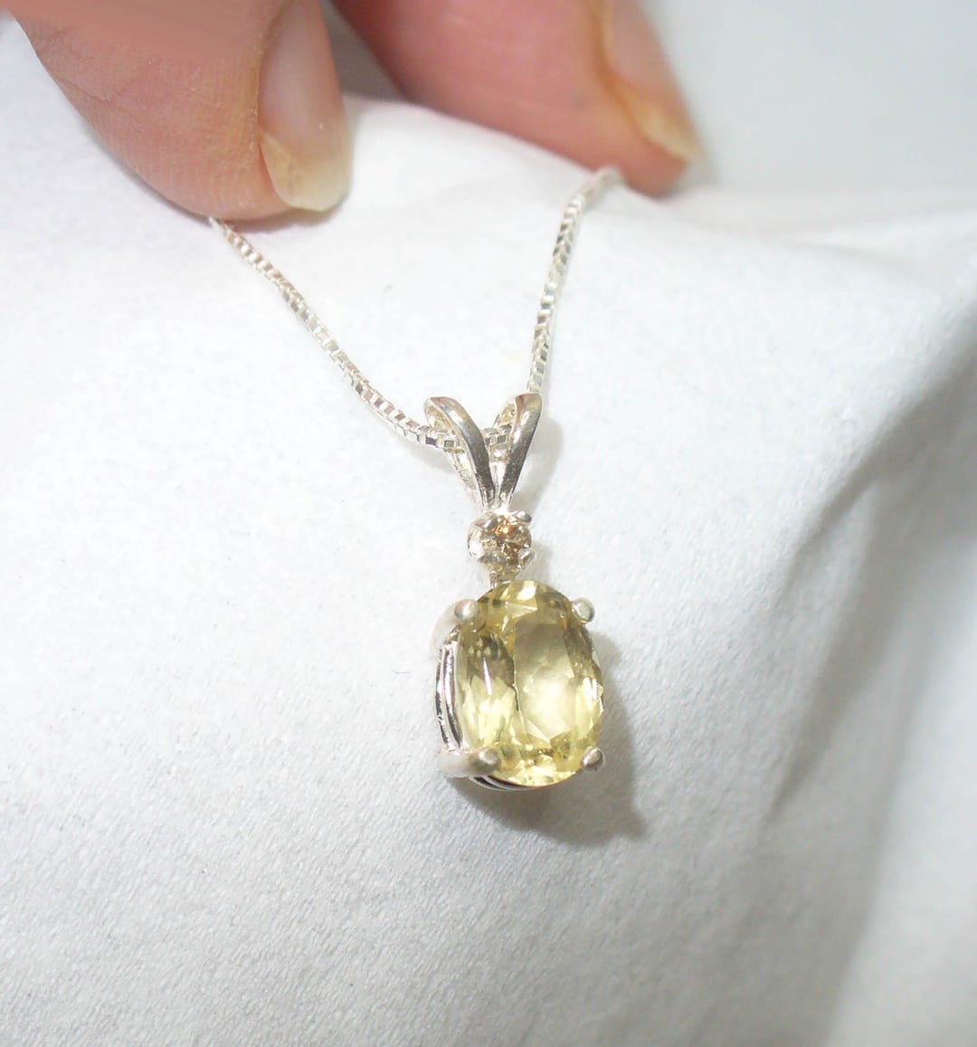 Heliodor With Yellow Diamond Accent Pendant in Sterling Silver ...