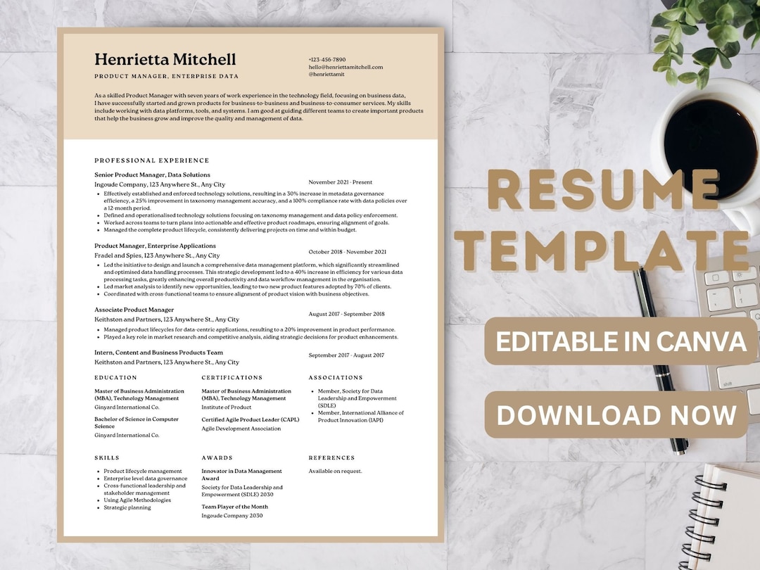 Beige Tech Resume Template | Clean Resume Template | Professional CV ...