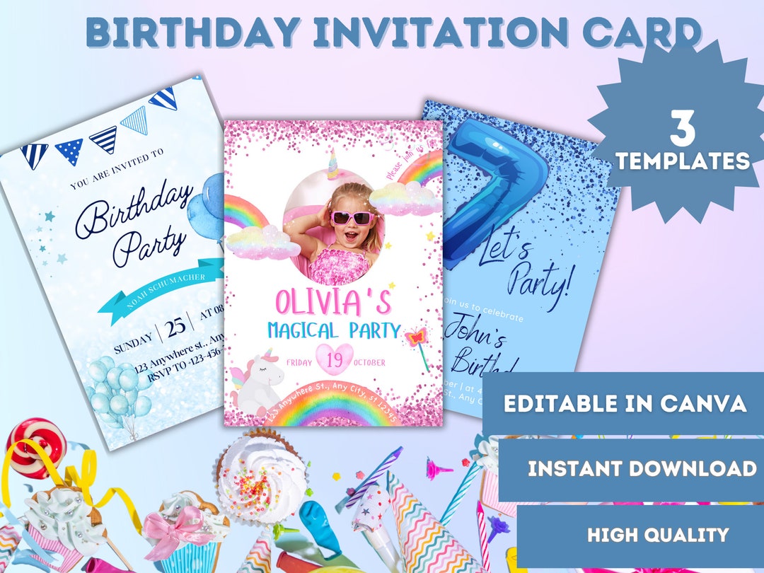 Birthday Invitation Card | Invitation Template | Editable Invitation ...