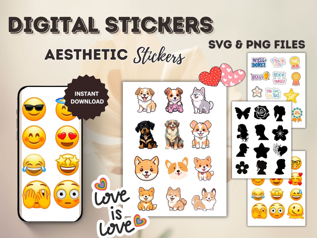 4-set Digital Stickers | Digital Planner Stickers | Silhouette Stickers ...