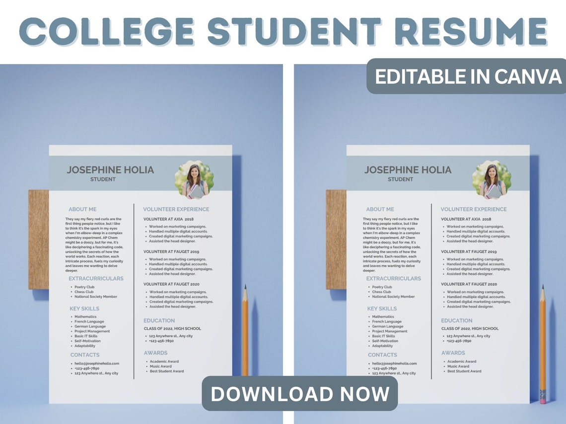 College Student Resume Template: Editable Canva Design (digital ...
