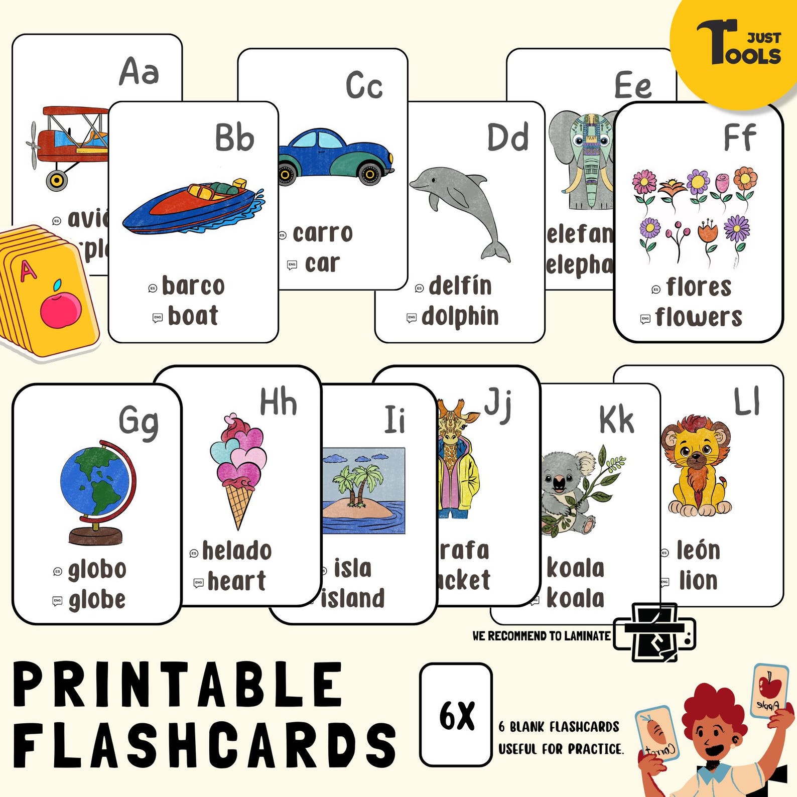 Alphabet Learning Bundle Bilingual Englishpanish Printable 26 Stickers ...