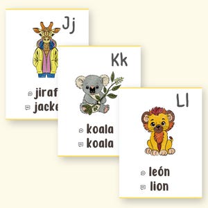 Bilingual Alphabet Posters & Flashcards Printable English and Spanish ...