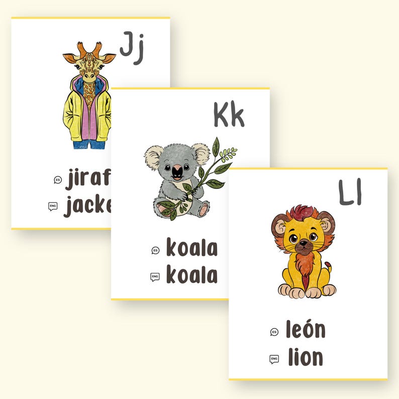 Bilingual Alphabet Posters & Flashcards Printable English and Spanish ...