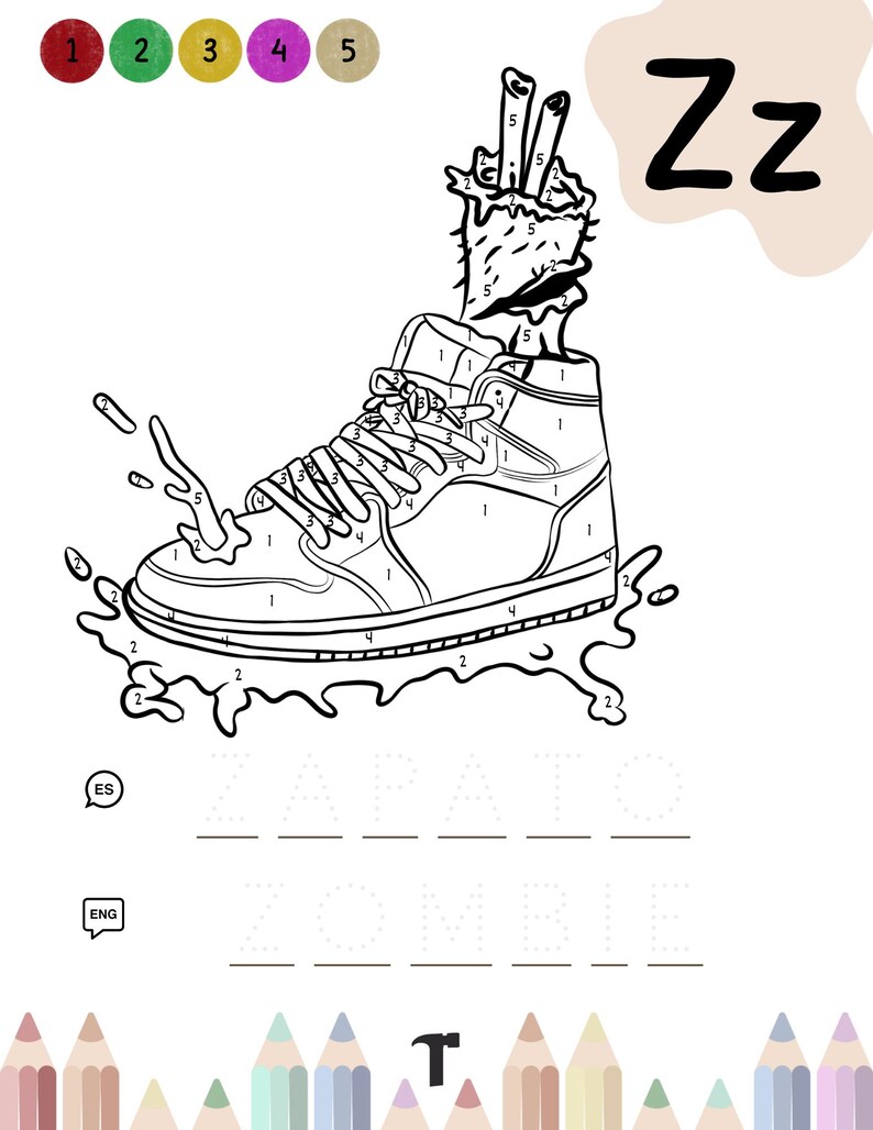 Printable Coloring Book Color by Numbers A-Z Coloring Pages for Kids ...