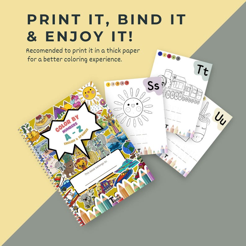 Printable Coloring Book Color by Numbers A-Z Coloring Pages for Kids ...