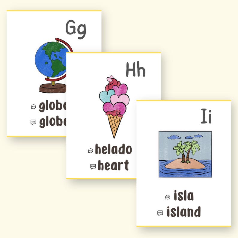 Bilingual Alphabet Posters & Flashcards Printable English and Spanish ...