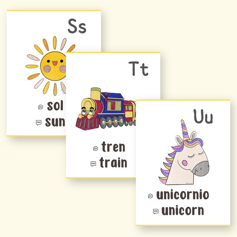 Bilingual Alphabet Posters & Flashcards Printable English and Spanish ...