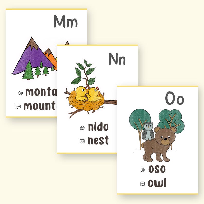 Bilingual Alphabet Posters & Flashcards Printable English and Spanish ...