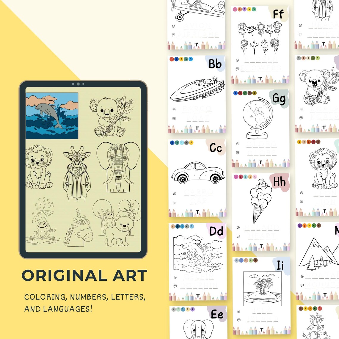 Printable Coloring Book Color by Numbers A-Z Coloring Pages for Kids ...