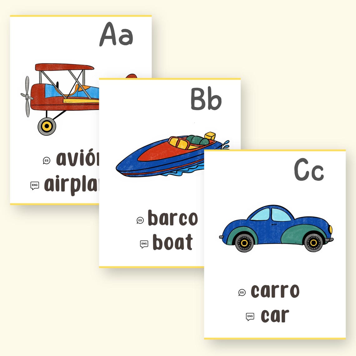 Bilingual Alphabet Posters & Flashcards Printable English and Spanish ...