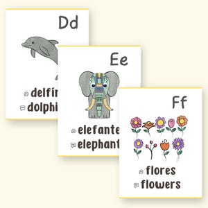 Bilingual Alphabet Posters & Flashcards Printable English and Spanish ...