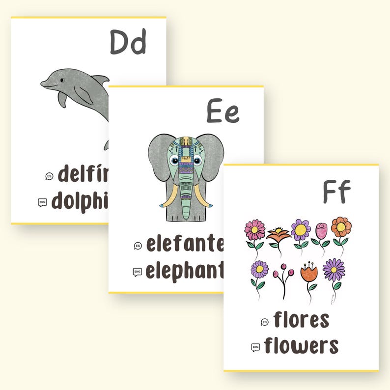 Bilingual Alphabet Posters & Flashcards Printable English and Spanish ...