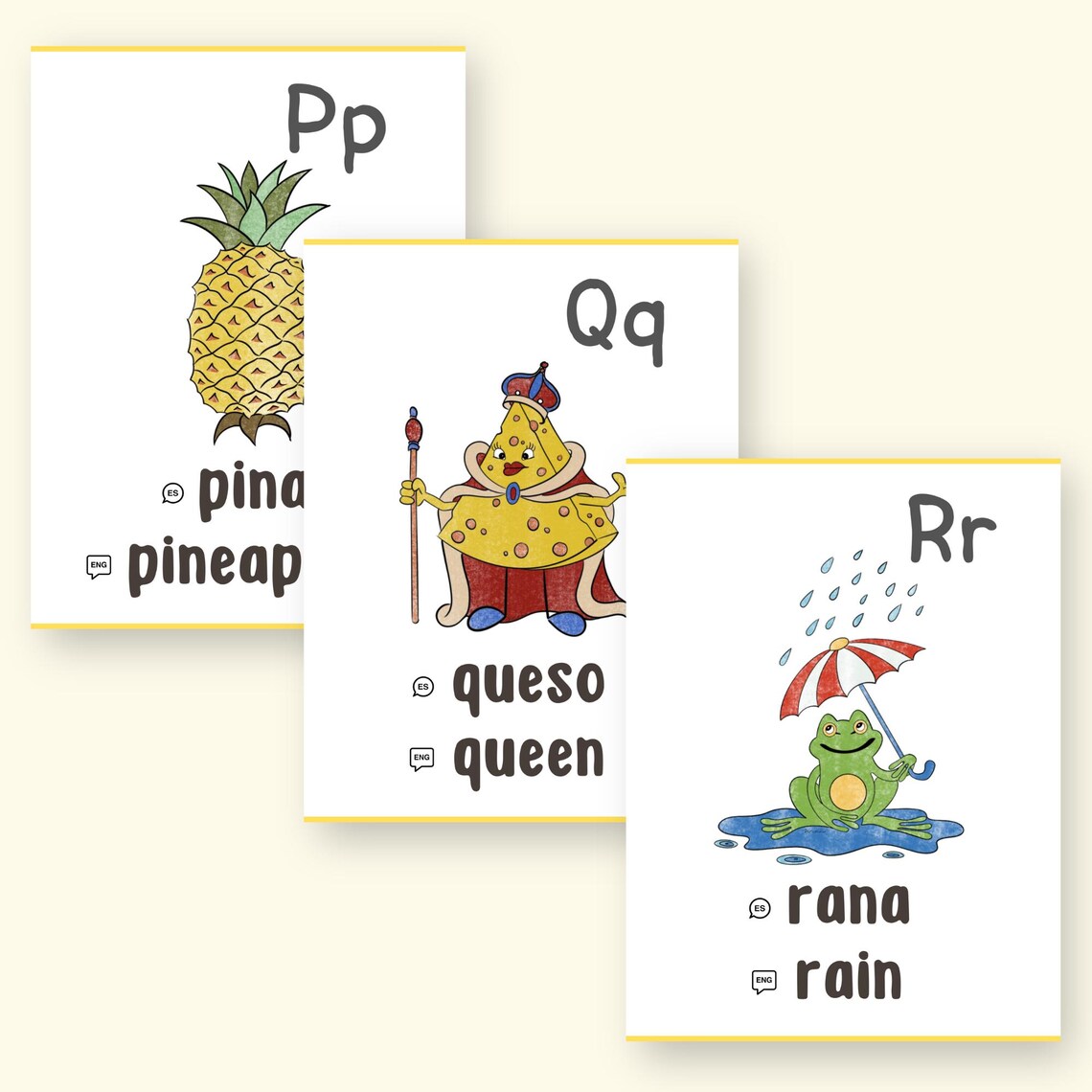 Bilingual Alphabet Posters & Flashcards Printable English and Spanish ...