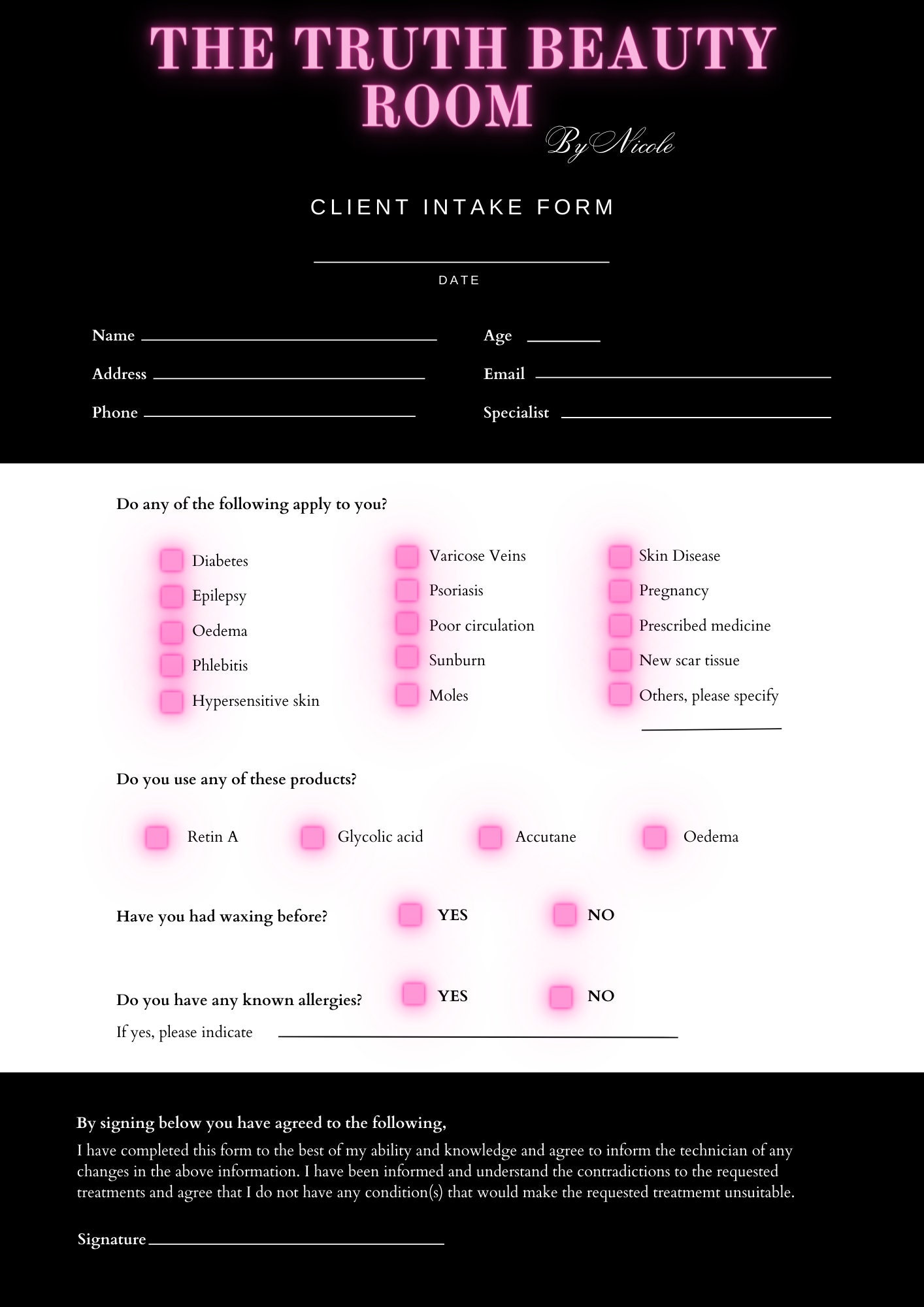 Editable Client Intake Form - Etsy