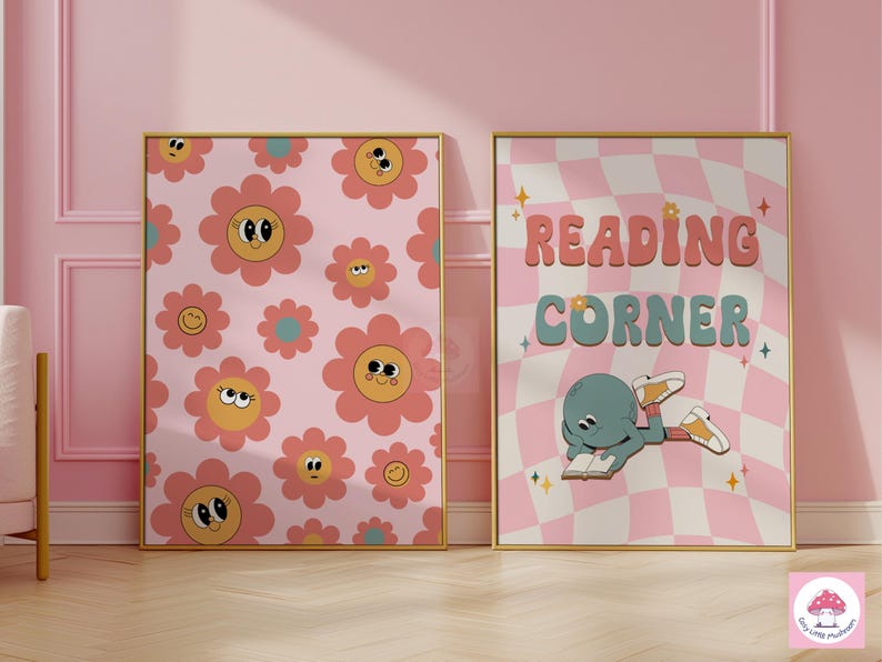 Set of 3 Printable Retro Posters for Reading Nook, Vintage Reading ...