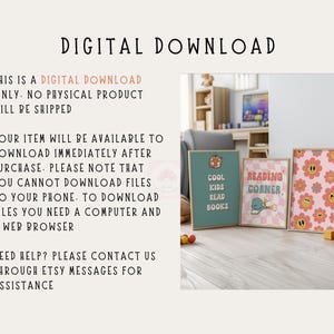 Set of 3 Printable Retro Posters for Reading Nook, Vintage Reading ...