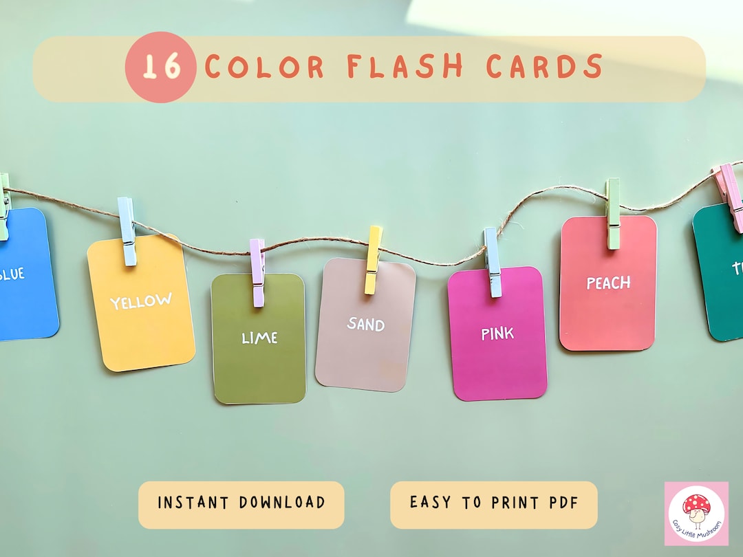 Color Flash Cards for Kids, Montessori Color Cards Printable ...