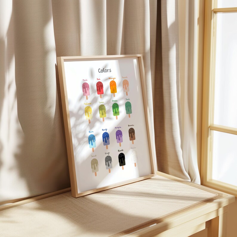 Color Poster for Kids, Montessori Color Chart Printable, Classroom ...