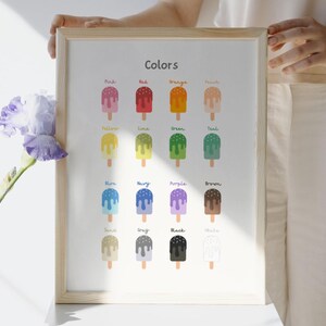 Color Poster for Kids, Montessori Color Chart Printable, Classroom ...