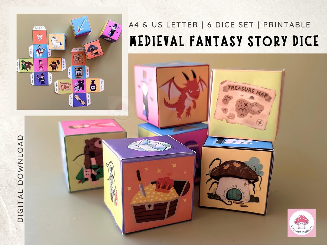 Medieval Fantasy Story Dice for Creative Writing, Story Telling Game ...
