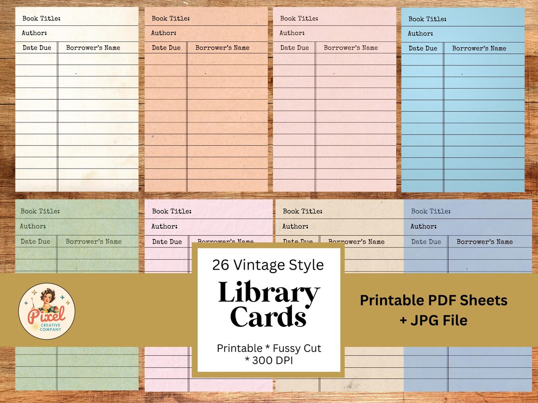 Vintage Library Cards: Printable Ephemera for Junk Journals (instant ...
