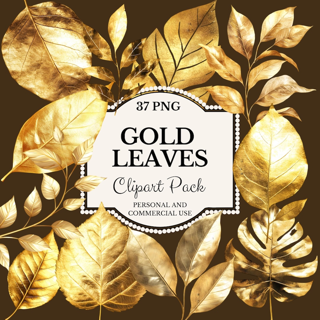 Gold Leaves Clipart Graphic Illustrations | Gold Leaf Clip Art PNG ...