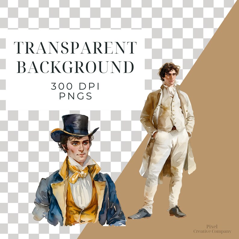 Regency Men Watercolor Clipart | Commercial Use | Historic Vintage ...