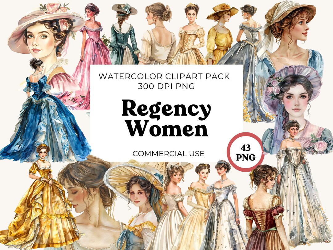 Regency Women Clip Art | Commercial Use High Resolution Graphics for ...