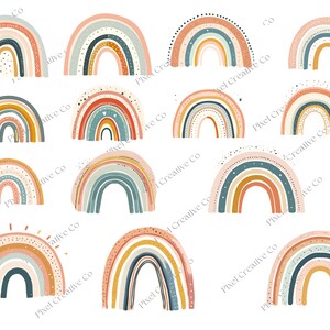 Boho Rainbows Watercolor Clipart, Colorful Rainbows Clip Art ...