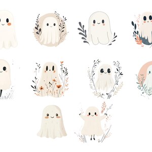 Boho Halloween Ghosts Watercolor Clipart: Commercial Use (PNG, PDF) - Etsy