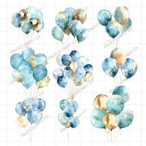 Blue and Gold Balloons Clipart, Balloon Clip Art, Balloon Graphics ...