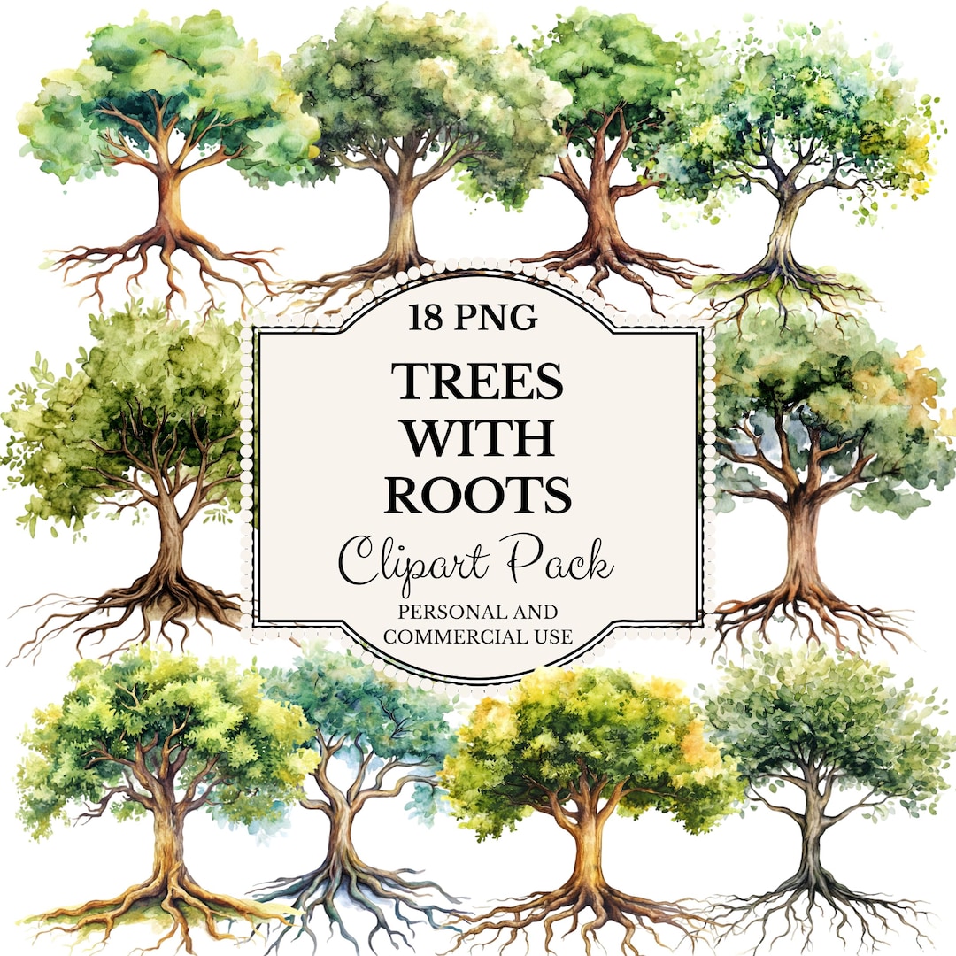 Tree With Roots Clipart - High Quality PNG Files | Digital Download ...