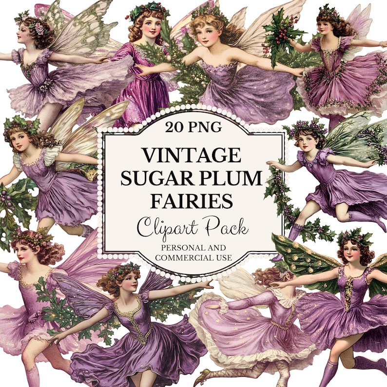 Sugar Plum Fairies Vintage Clipart Graphics | Sugar Plum Fairy ...