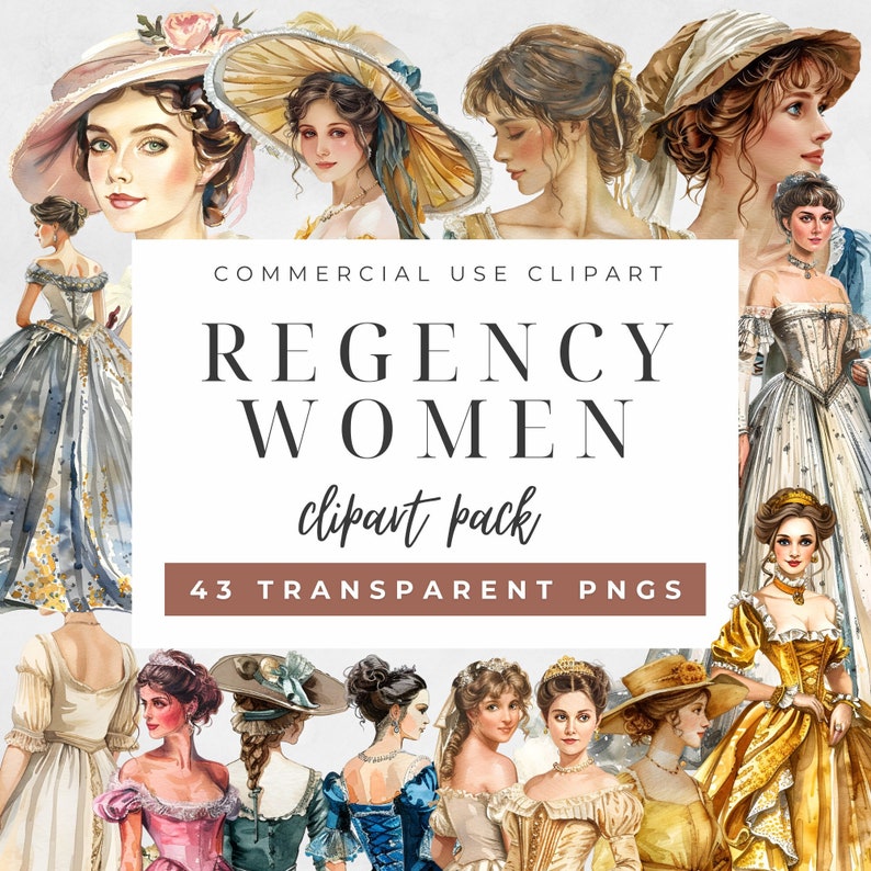 Regency Women Clip Art Commercial Use High Resolution Graphics for ...