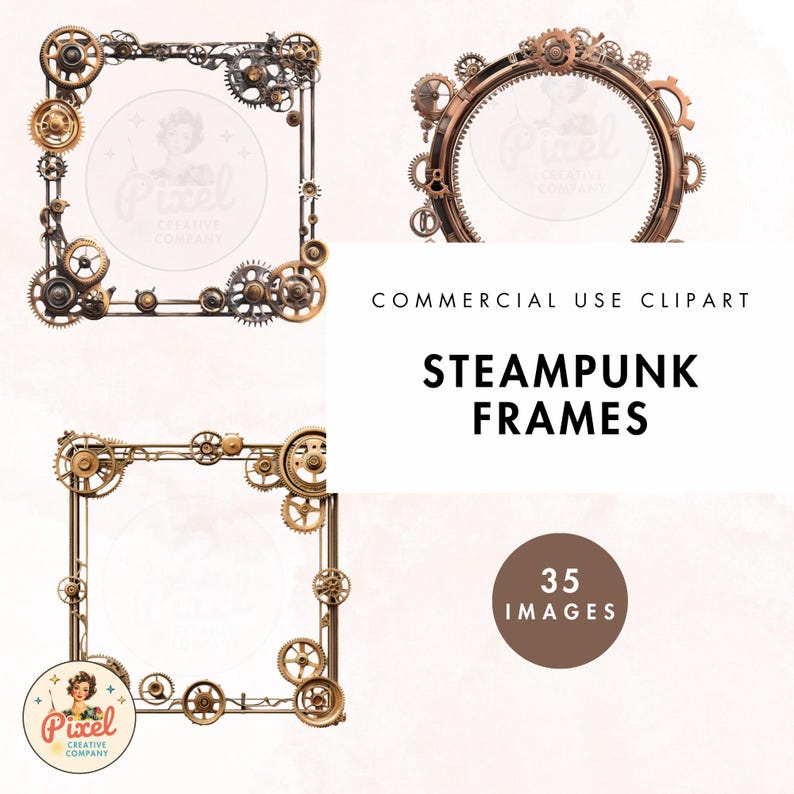 Steampunk Frame Clipart | Steam Punk Clip Art | Junk Journal Supplies ...