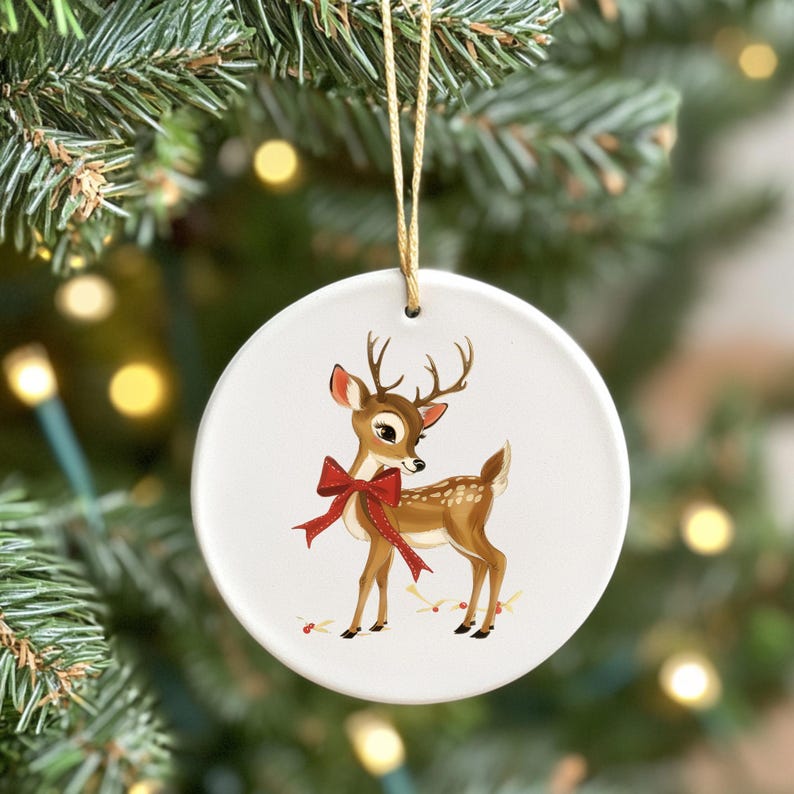 Vintage Christmas Reindeer Clipart: Retro Deer Graphics (PNG, PDF ...