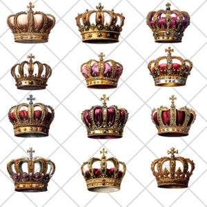 Vintage Gold Crowns Clipart: Royalty Illustrations (24 PNG) - Etsy