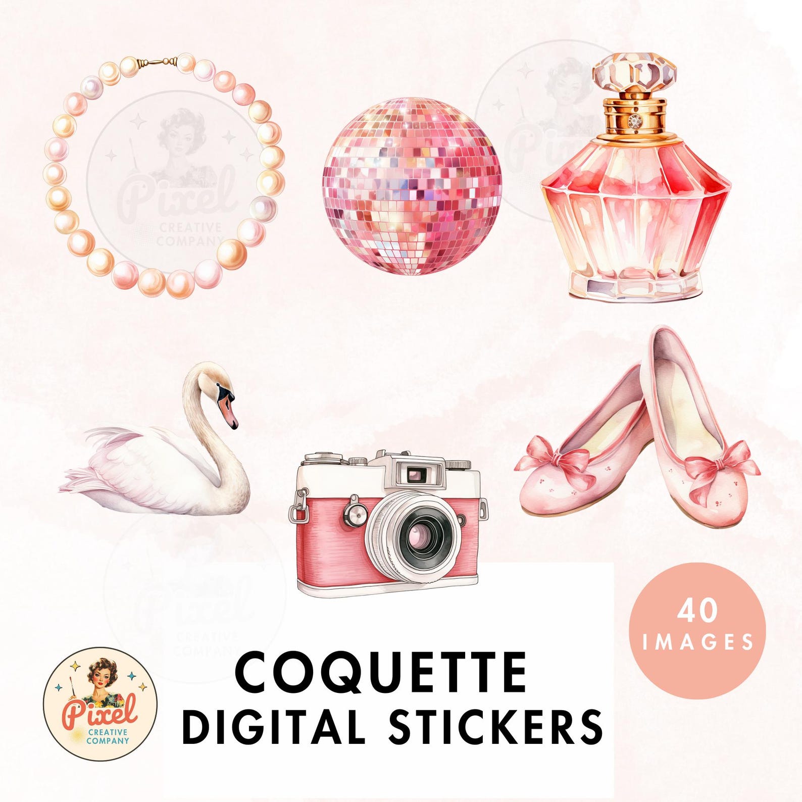 Coquette Pink Digital Stickers PNG Files | iPad Digital Sticker Set ...