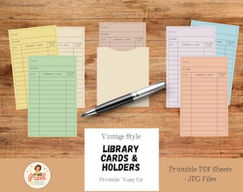 Printable Library Cards Beige Color Vintage Style Library Card for Junk ...