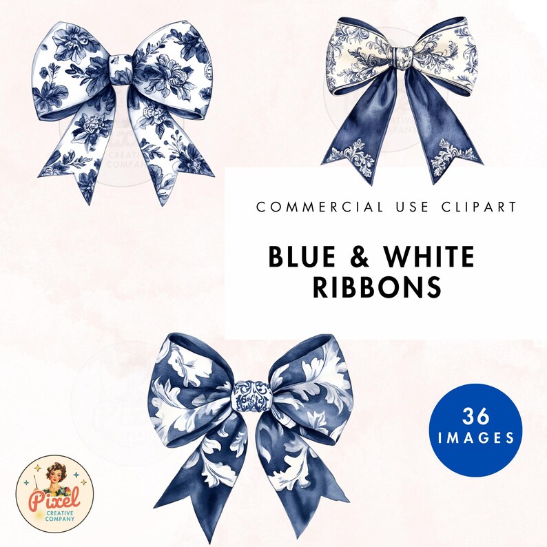 Ribbons Blue and White Clipart Graphics | Digital Blue Toile Ribbon ...