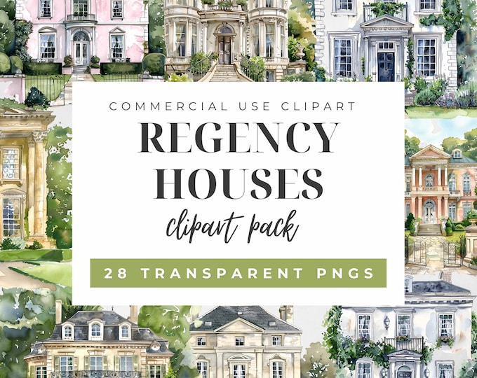 Regency Era House Clip Art: High-resolution Historic Illustrations ...