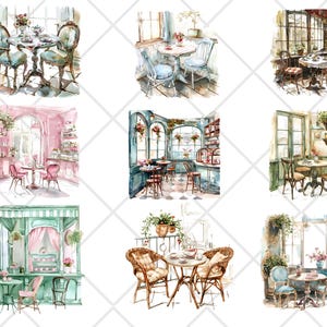 Vintage Tearooms Watercolor Clipart, Retro Tea Rooms Clip Art ...