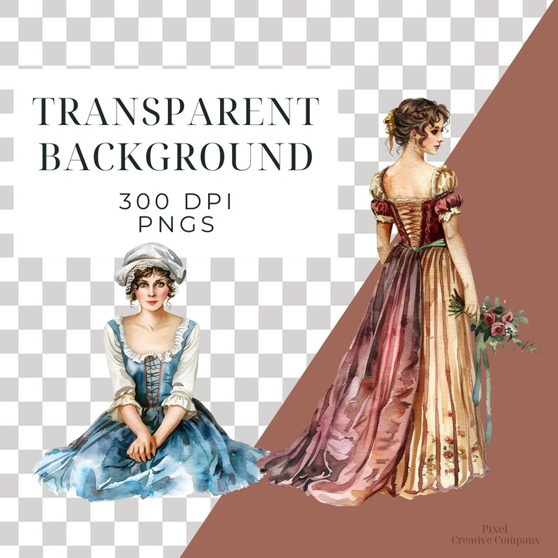 Regency Women Clip Art Commercial Use High Resolution Graphics for ...