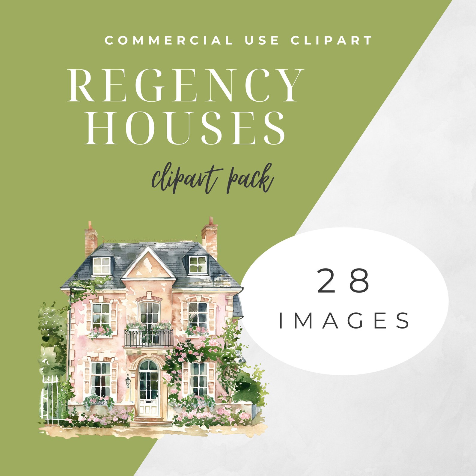 Regency Era House Clip Art: High-resolution Historic Illustrations ...