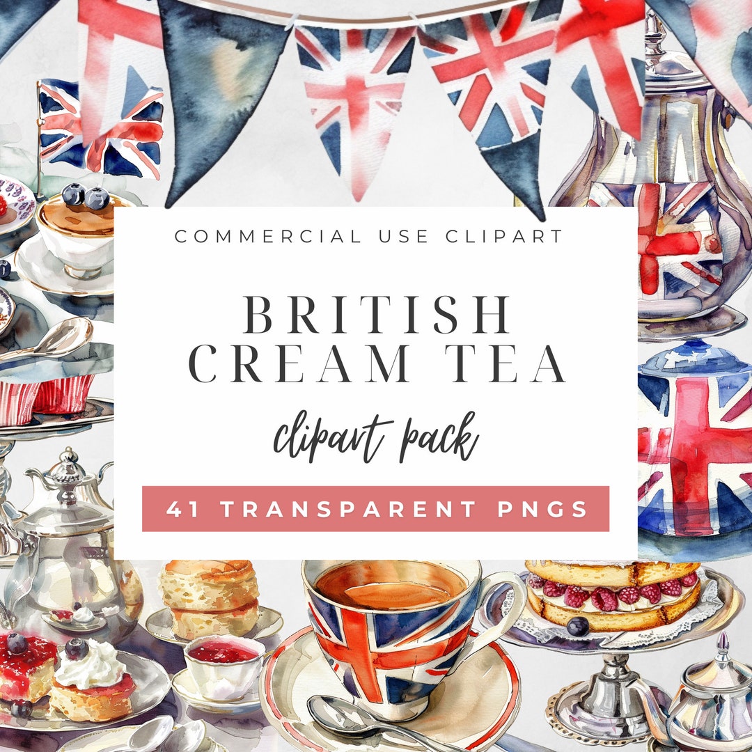 British Cream Tea Clip Art English Tea High Tea PNG Clipart Watercolor ...