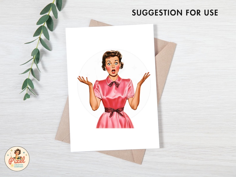 Retro 1950s Mid Century Women Clipart | Vintage Woman Expressions ...