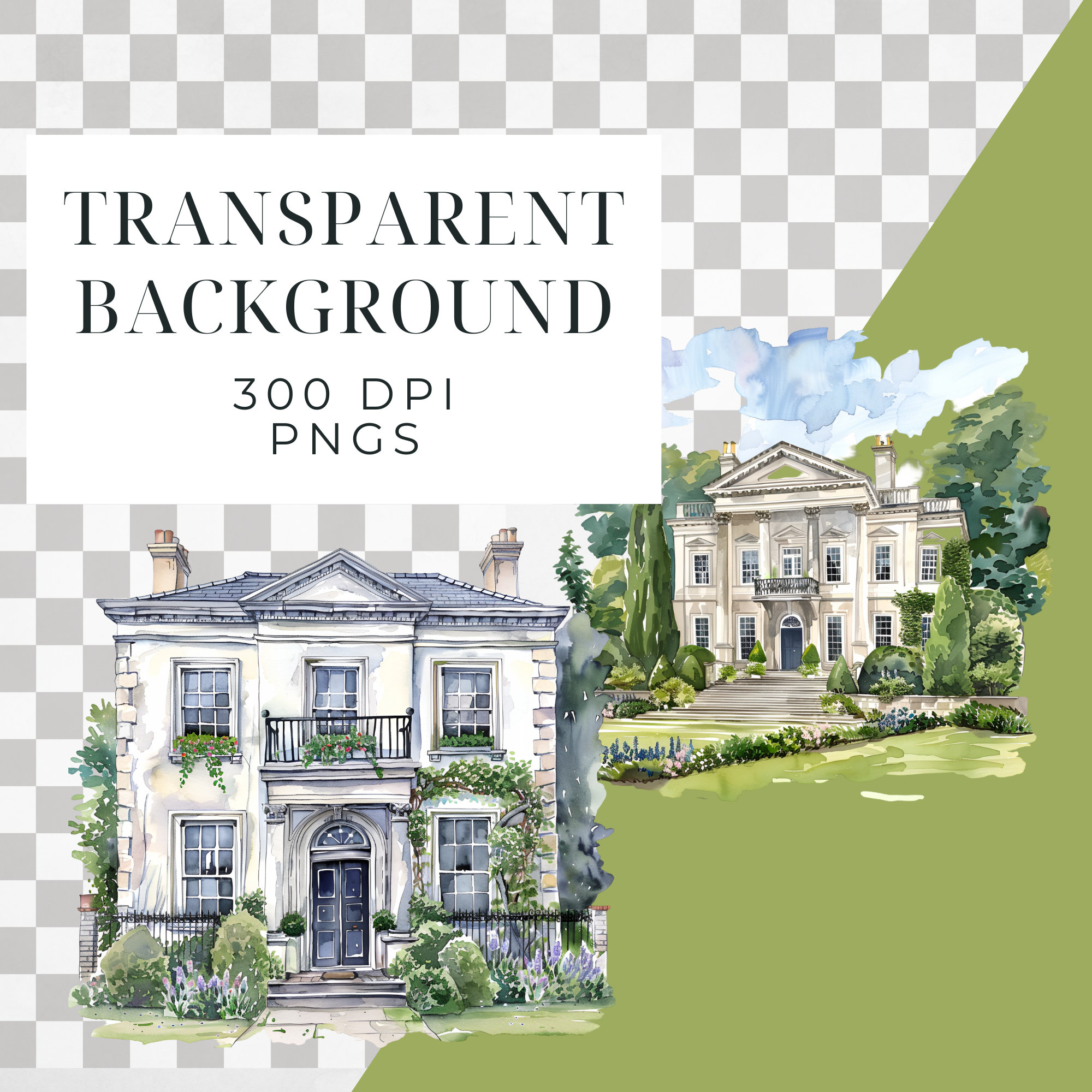 Regency Era House Clip Art: High-resolution Historic Illustrations ...