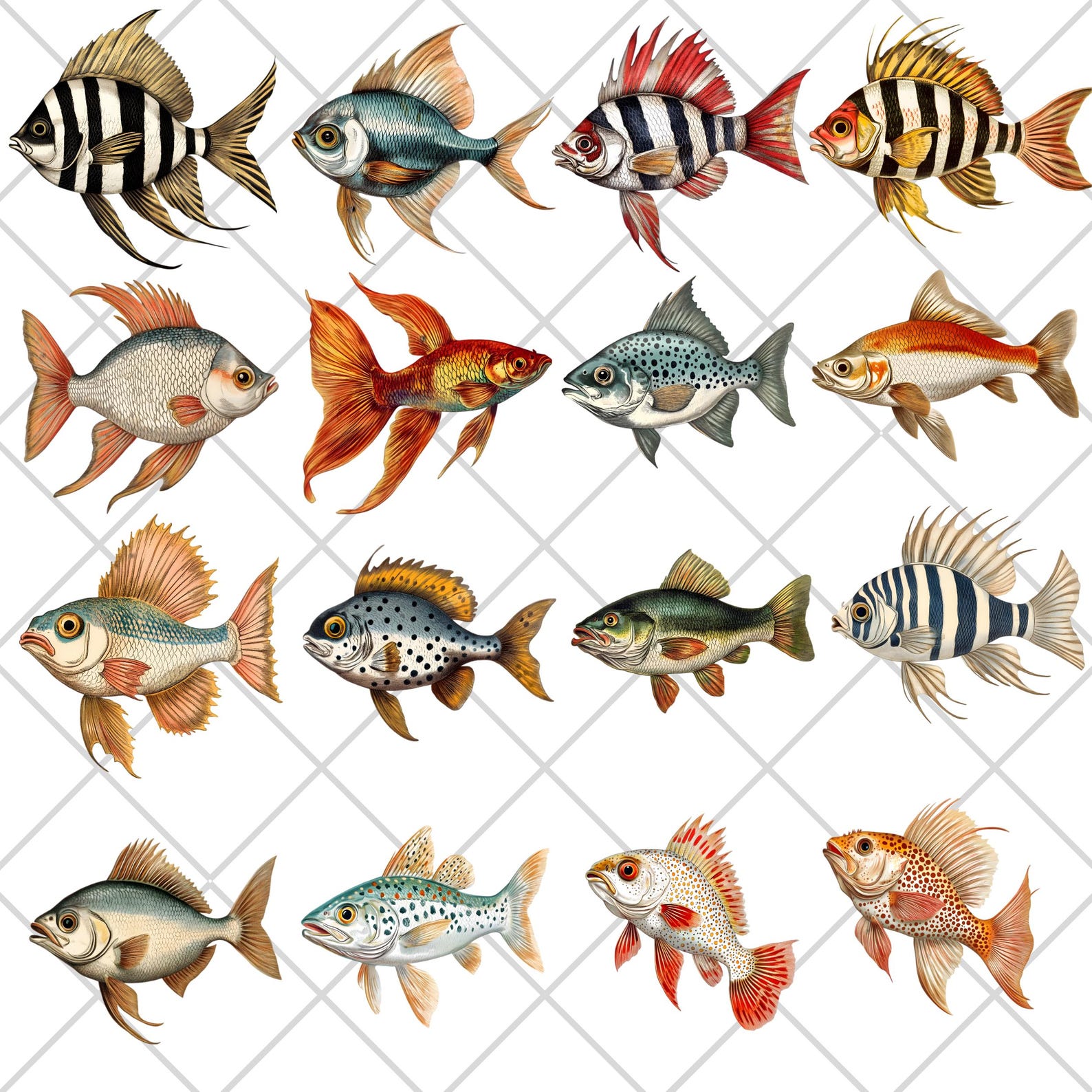 Vintage Fish Clipart Graphic Illustrations Historical Fish Clip Art ...