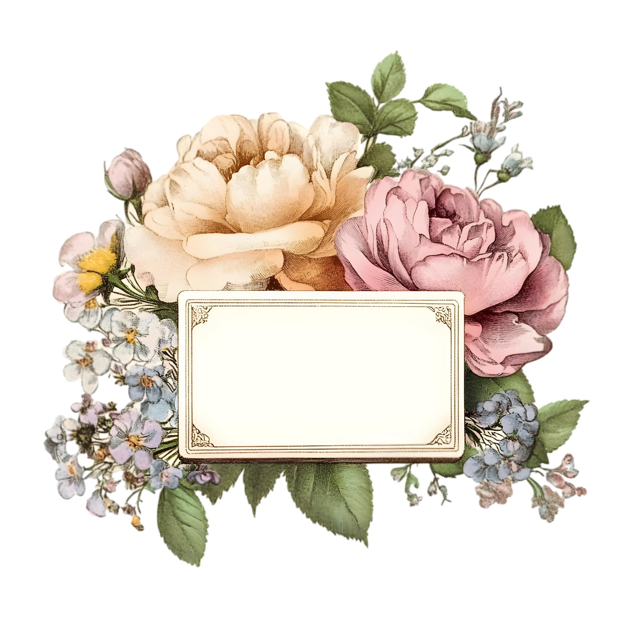 Vintage Floral Labels Clipart | Perfect for Junk Journals, Scrapbooking ...